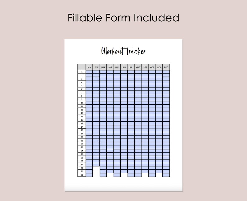 Printable Workout Tracker: Yearly Fitness Log (digital Download) - Etsy