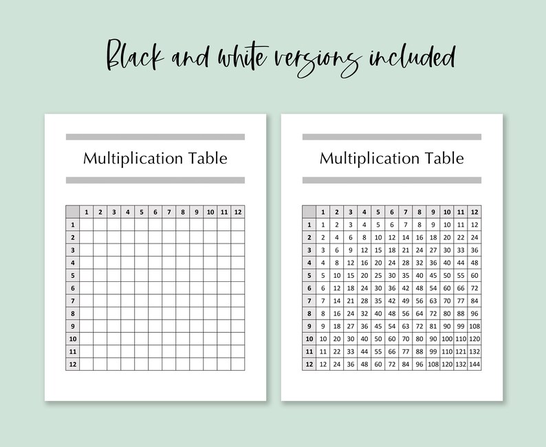 Multiplication Table - Math Worksheet - Math Practice - Instant ...