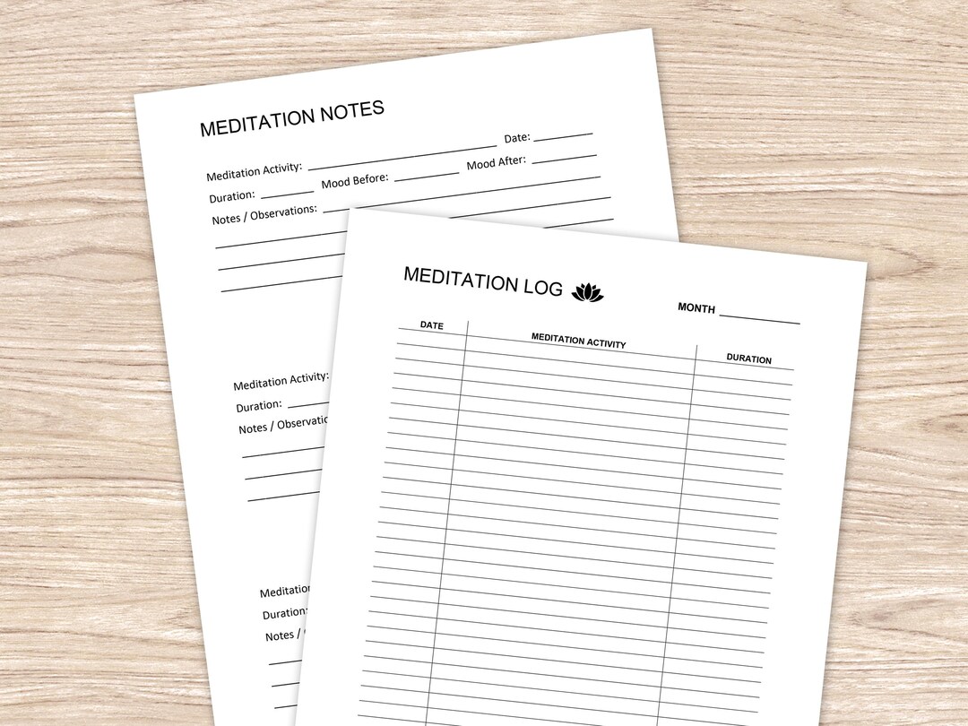 Meditation Worksheets - Meditation Log - 2 Page PDF Files - Print at ...