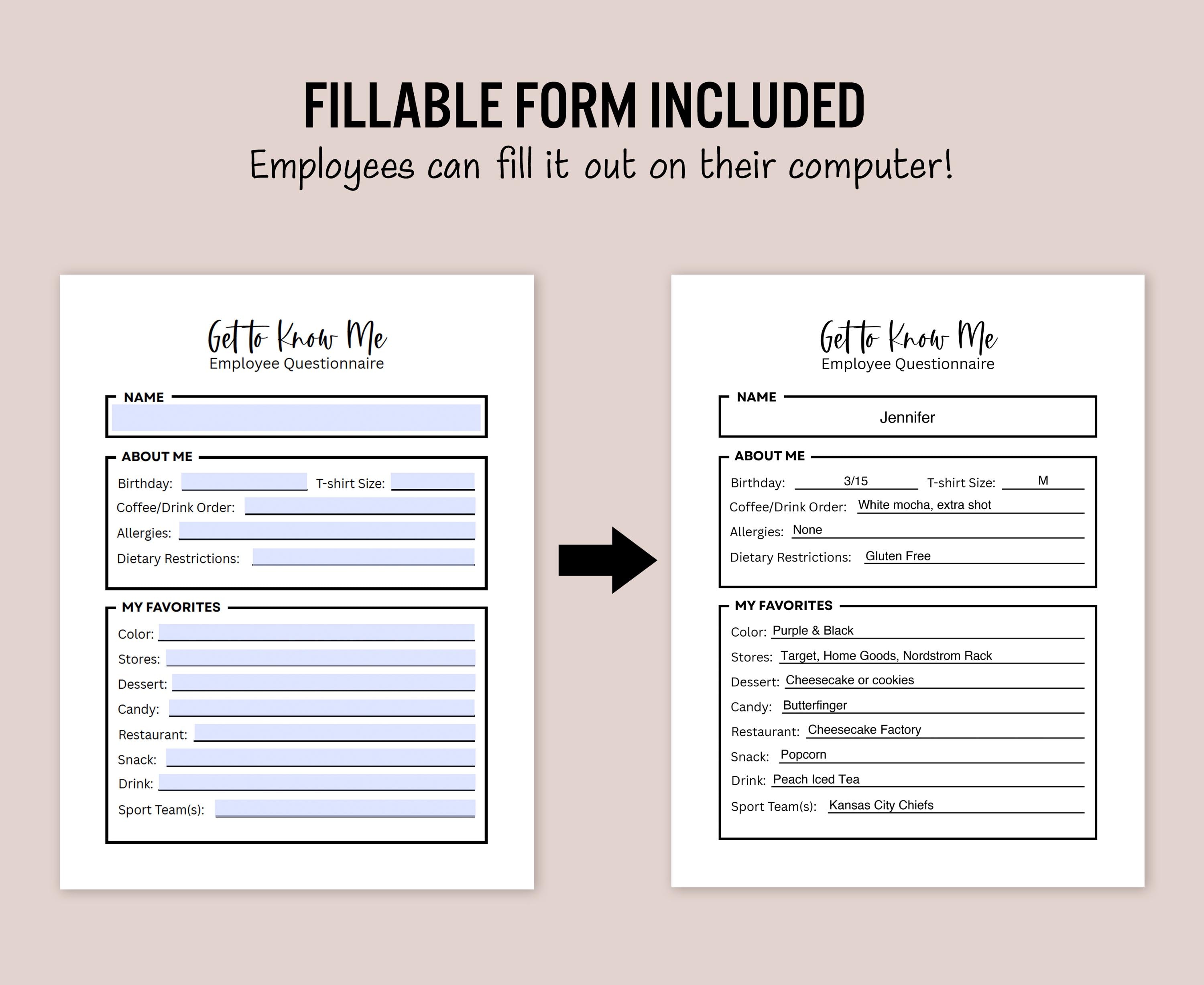 Employee Questionnaire: Team Building Survey, Staff Worksheet (fillable ...