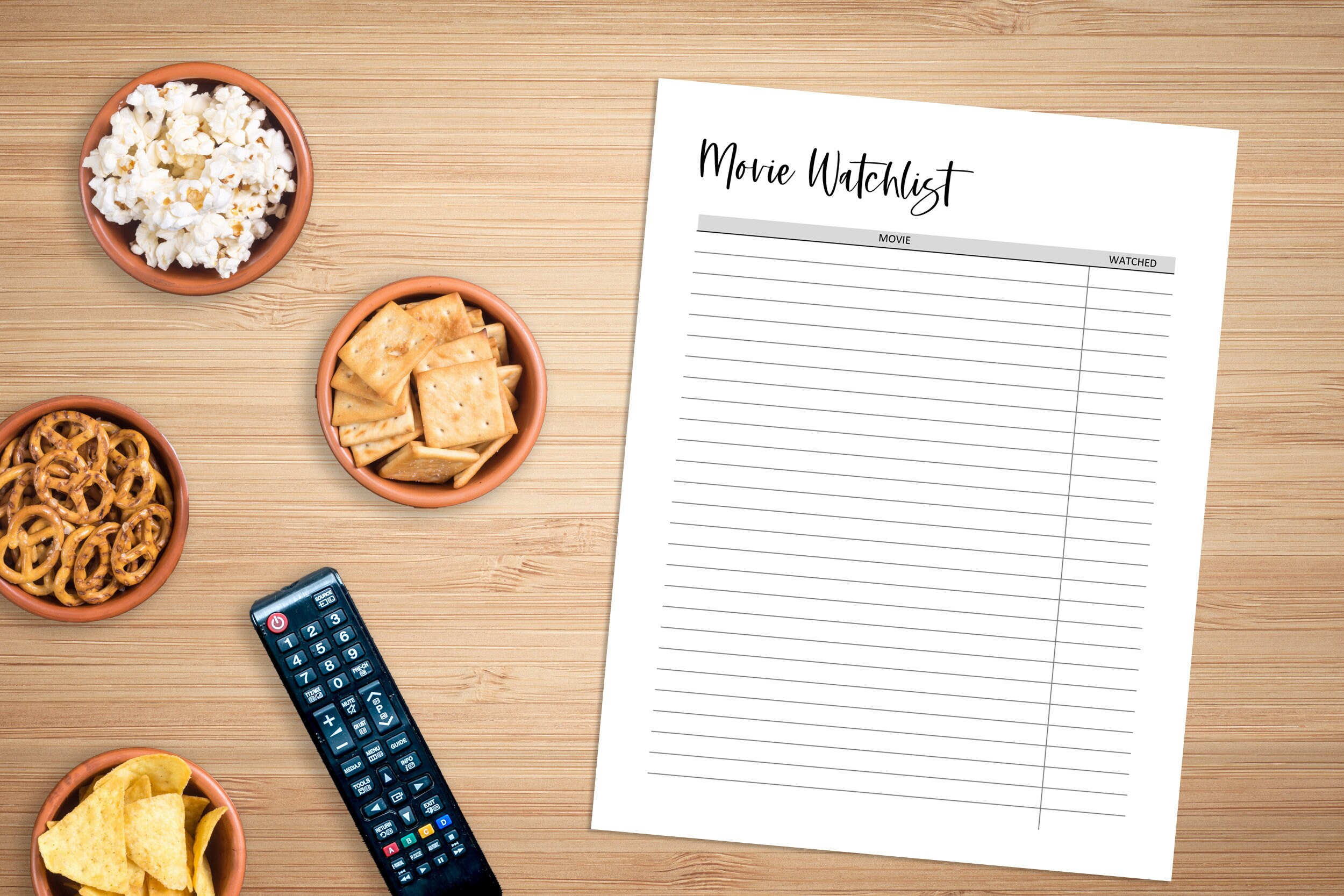 TV & Movie Watchlist Sheets, Printable Movie Tracker, TV Tracker, Movie ...