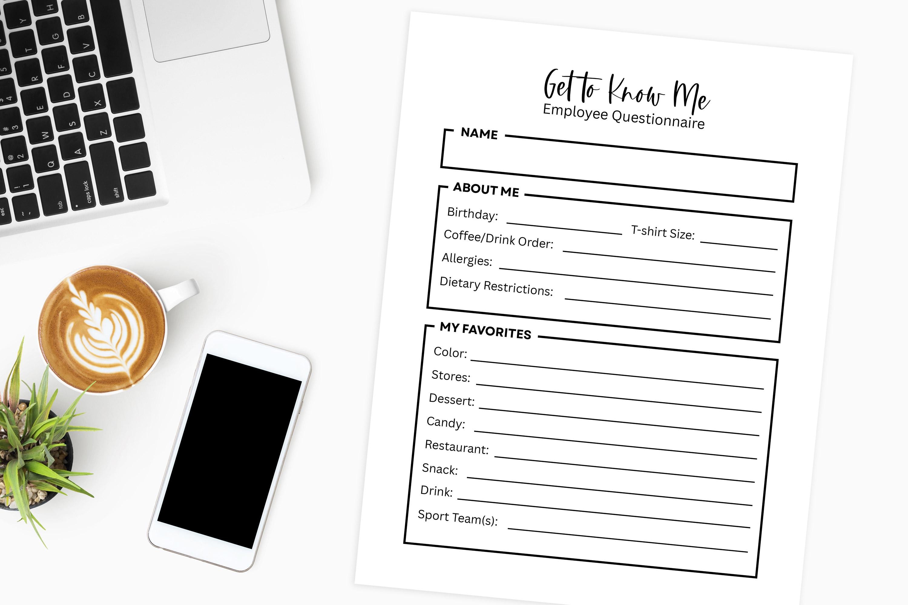 Employee Questionnaire: Team Building Survey, Staff Worksheet (fillable ...