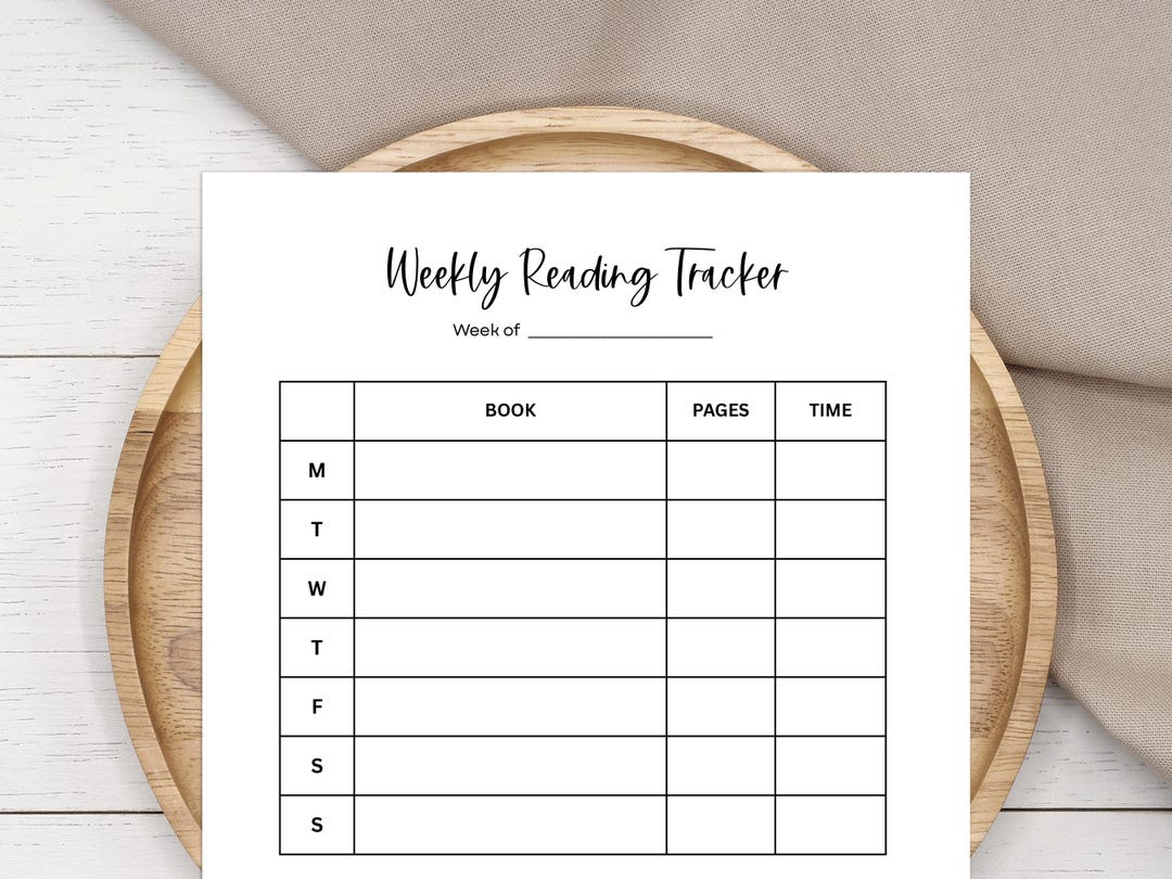 Printable Weekly Reading Tracker – Simple Reading Log PDF, Minimalist ...