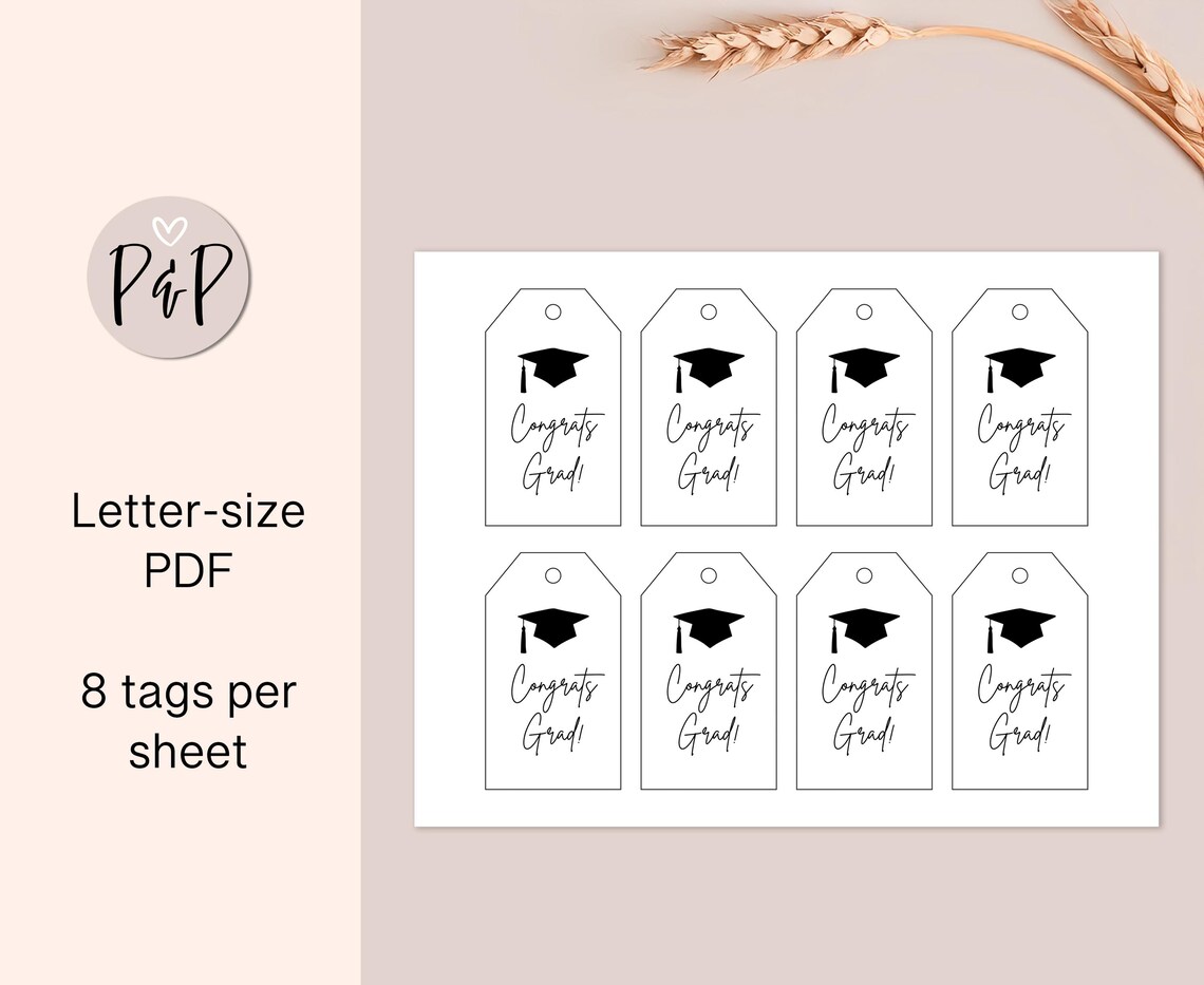 Printable Graduation Gift Tags | Congrats Grad (PDF) - Etsy