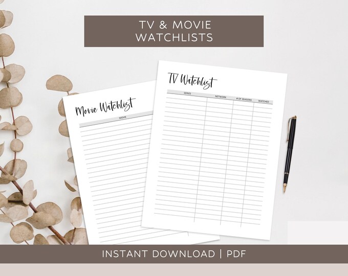 Printable TV Show and Movie List Tracker for Shows and Movies You Want ...