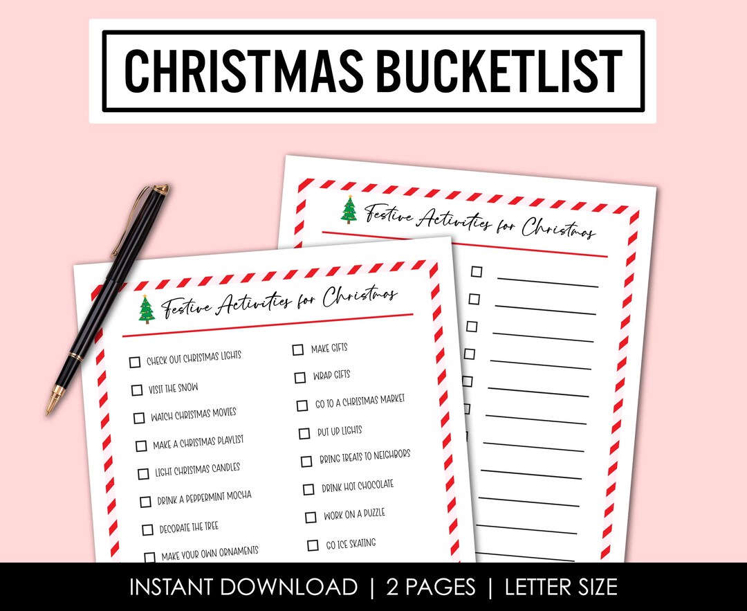 Christmas Bucket List PDF Pages, Christmas Checklist, Christmas ...