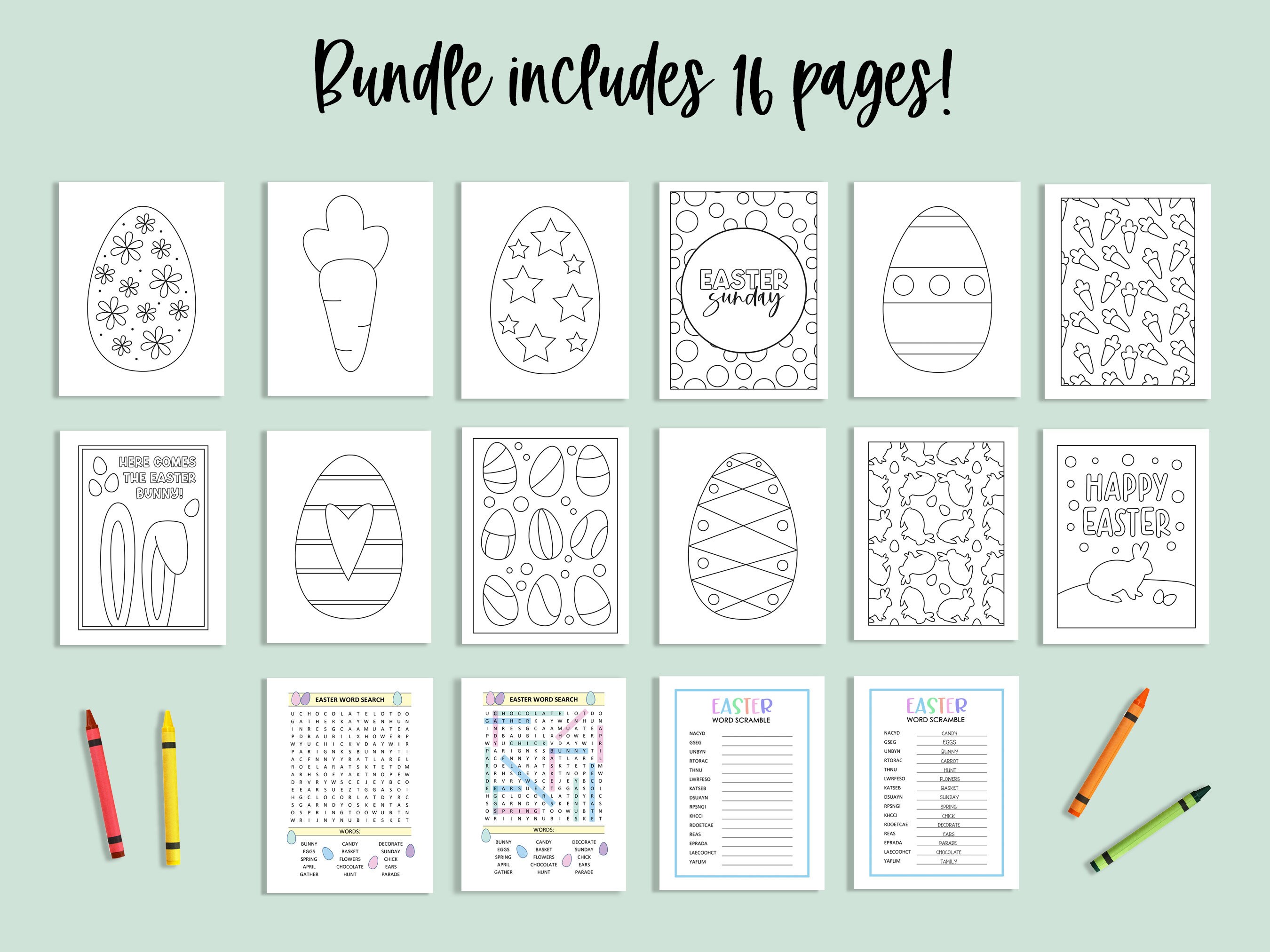 Easter Activity Bundle: Coloring Pages, Word Games (PDF) - Etsy