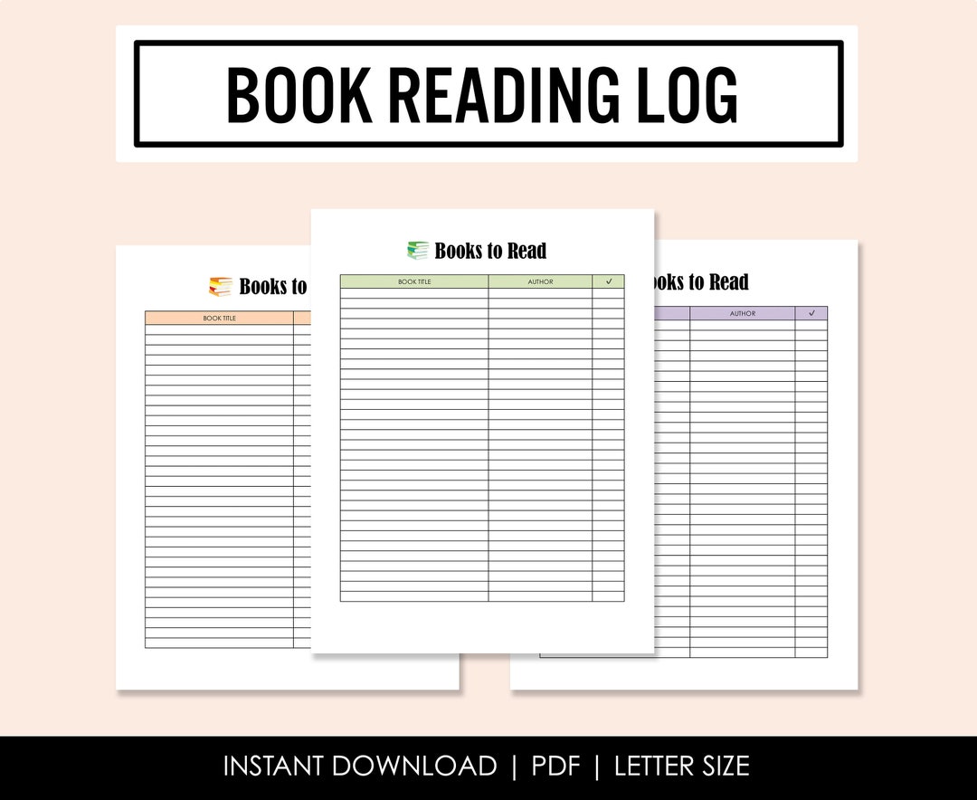 Book Reading Log Book Tracker Book Reading Planner Digital PDF Print at ...