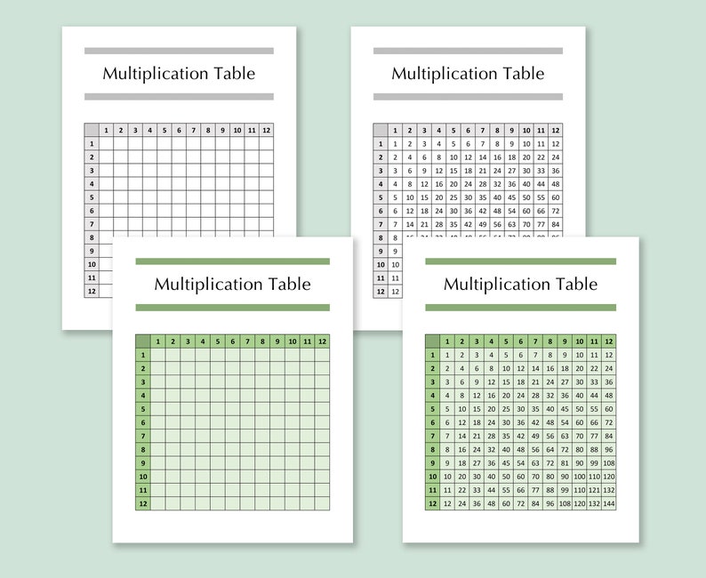 Multiplication Table - Math Worksheet - Math Practice - Instant ...
