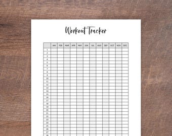 Yearly Workout Tracker Printable | Fitness Tracker Template | Workout ...