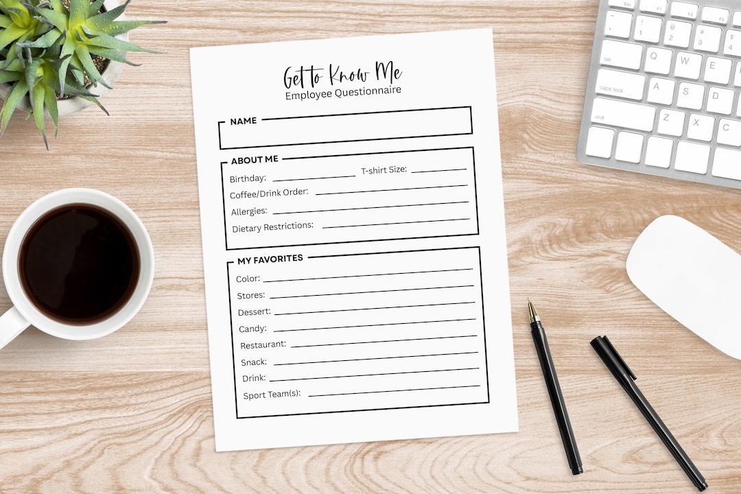 Employee Questionnaire: Team Building Survey, Staff Worksheet (fillable ...