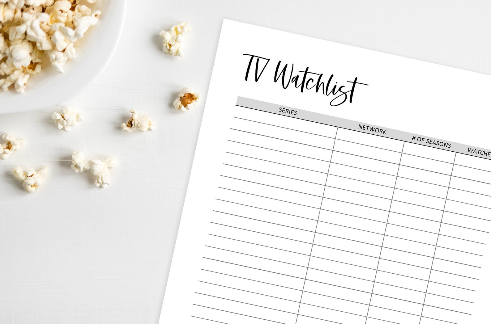 TV & Movie Watchlist Sheets, Printable Movie Tracker, TV Tracker, Movie ...