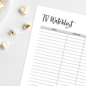 TV & Movie Watchlist Sheets, Printable Movie Tracker, TV Tracker, Movie ...