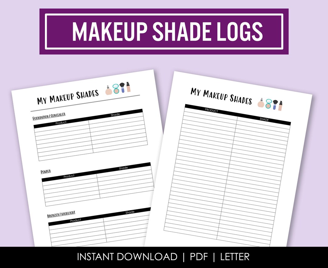 Makeup Shade Log: Product & Shade Tracker (PDF Files) - Etsy