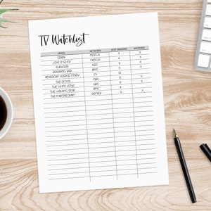 TV & Movie Watchlist Sheets, Printable Movie Tracker, TV Tracker, Movie ...