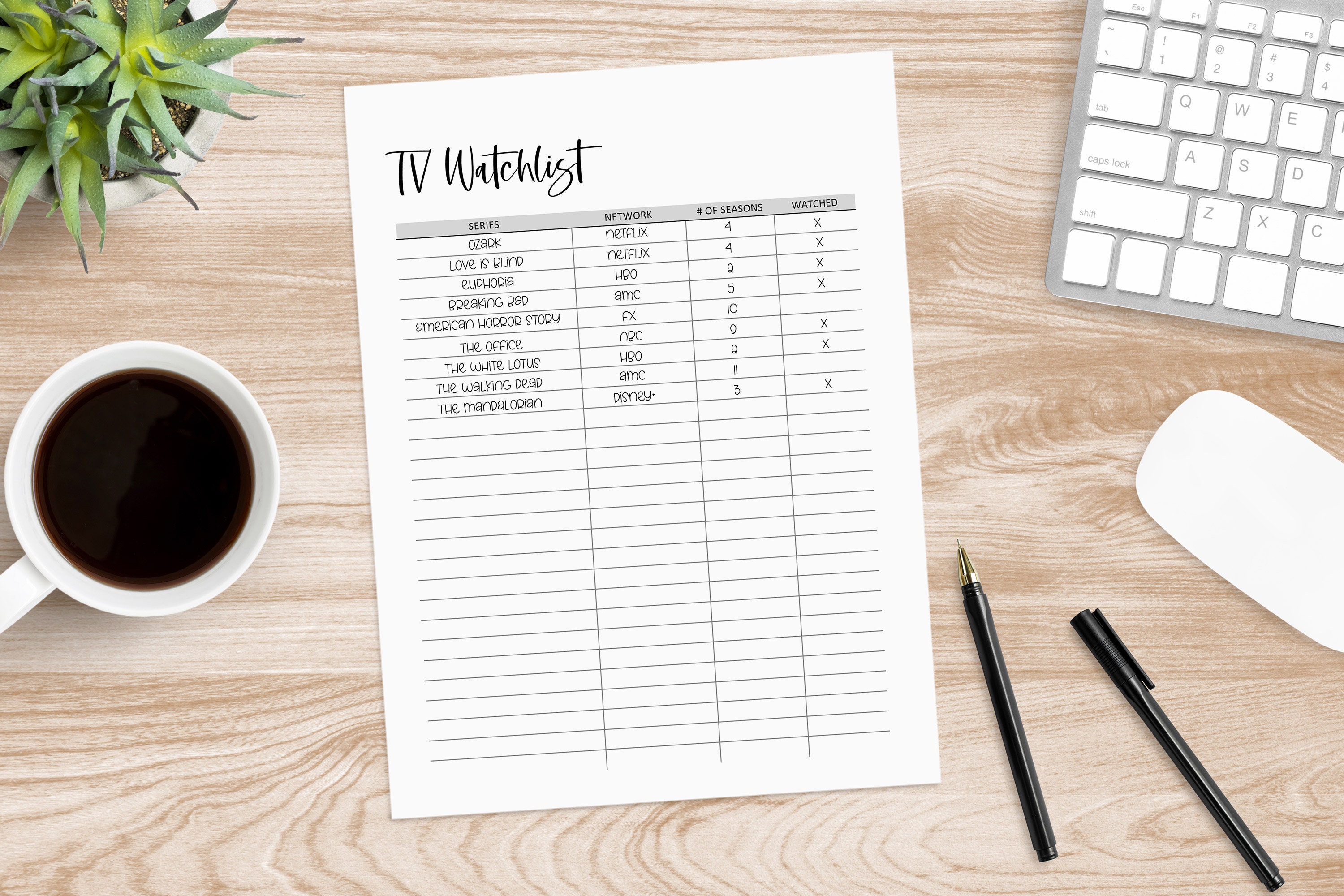 TV & Movie Watchlist Sheets, Printable Movie Tracker, TV Tracker, Movie ...