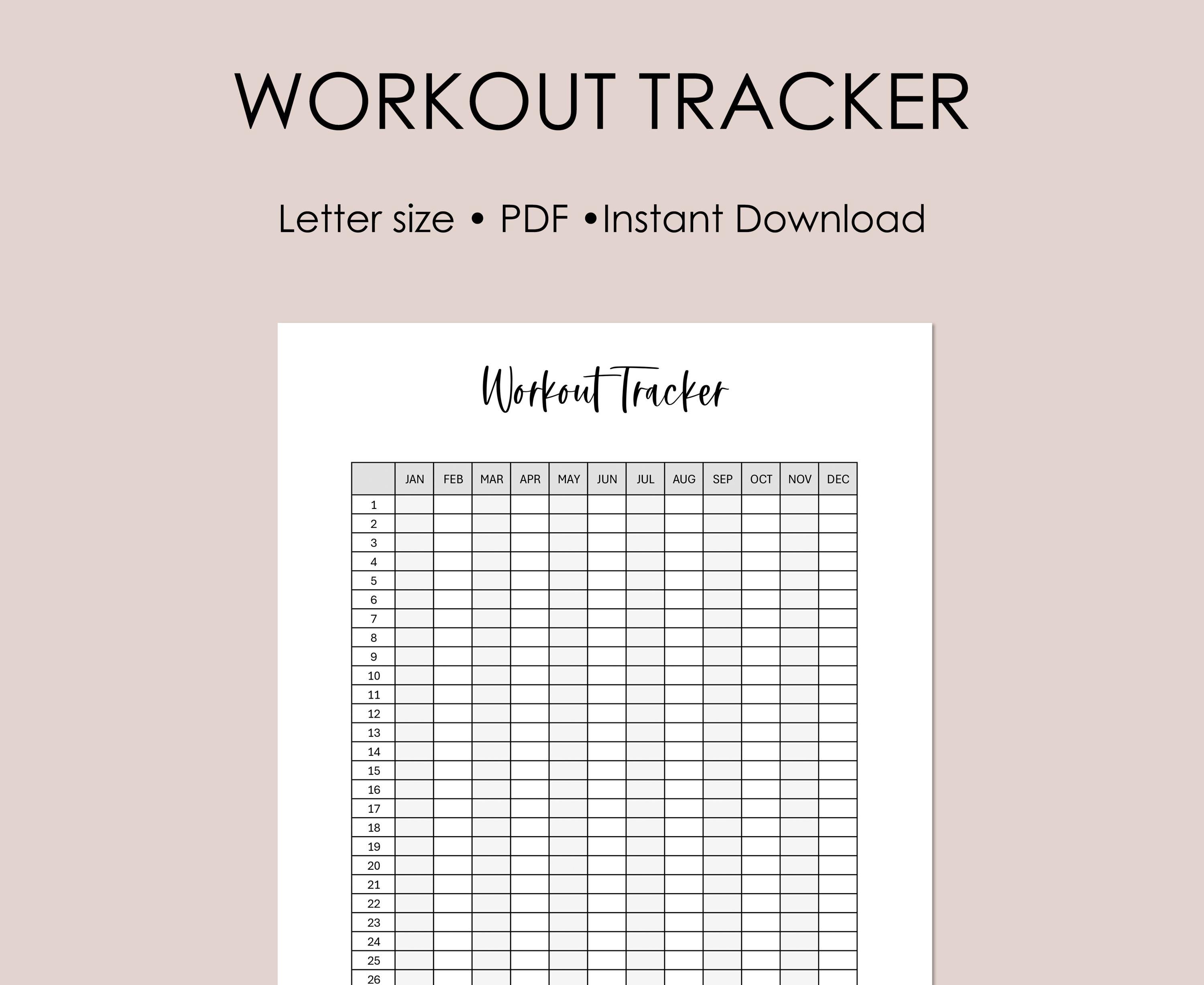 Printable Workout Tracker: Yearly Fitness Log (digital Download) - Etsy