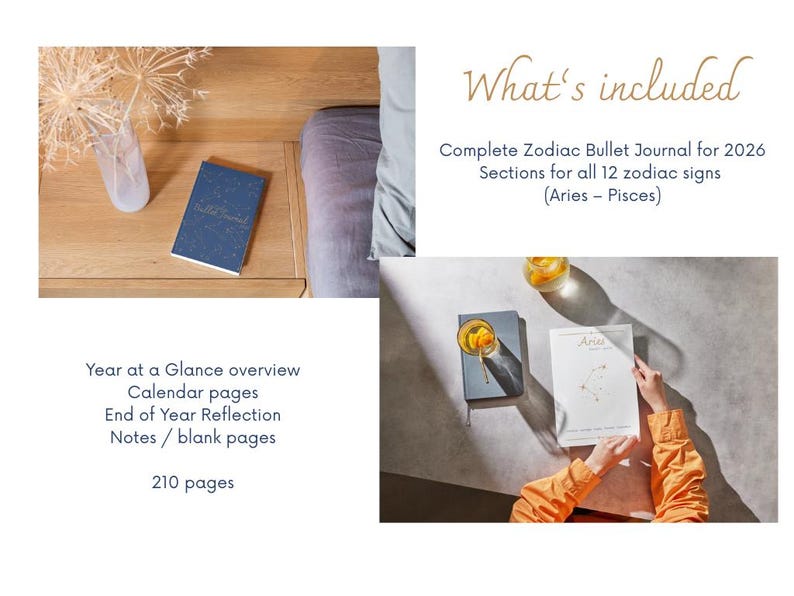 Zodiac Bullet Journal 2026 | Printable PDF for Reflection | A4 Digital ...