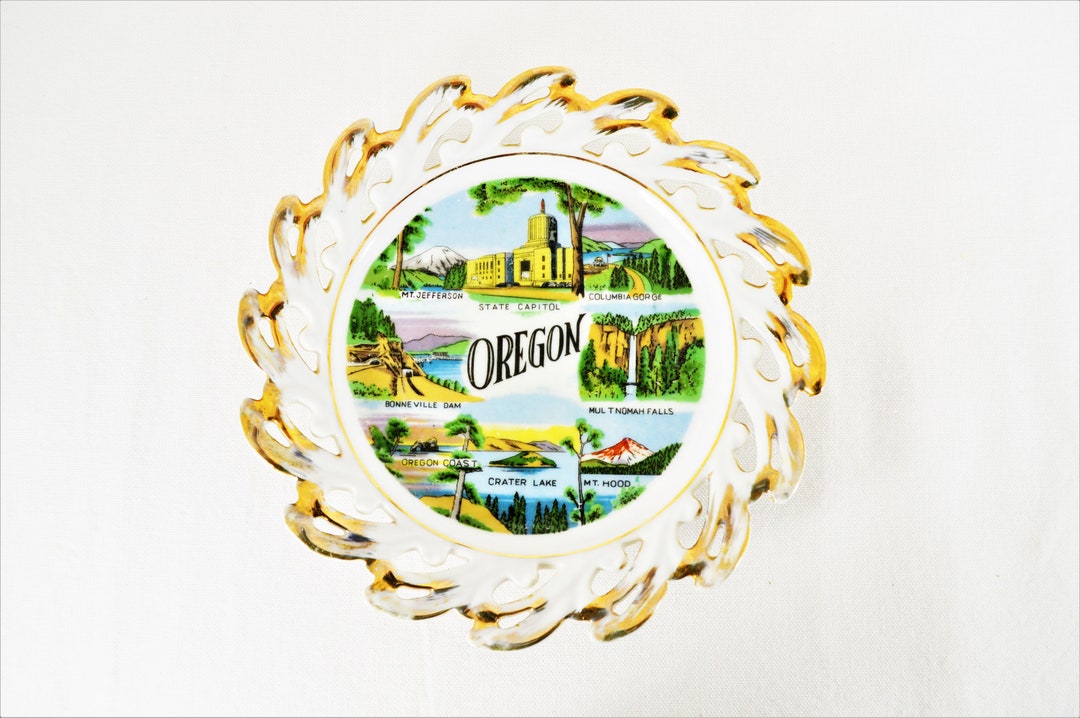 Vintage Oregon Collectors Plate, State Souvenir Plate - Etsy