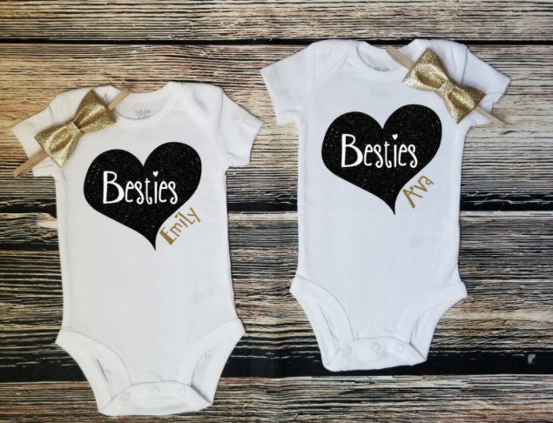 BESTIES Best Friends Bodysuits Twin Bodysuit Baby Shower - Etsy