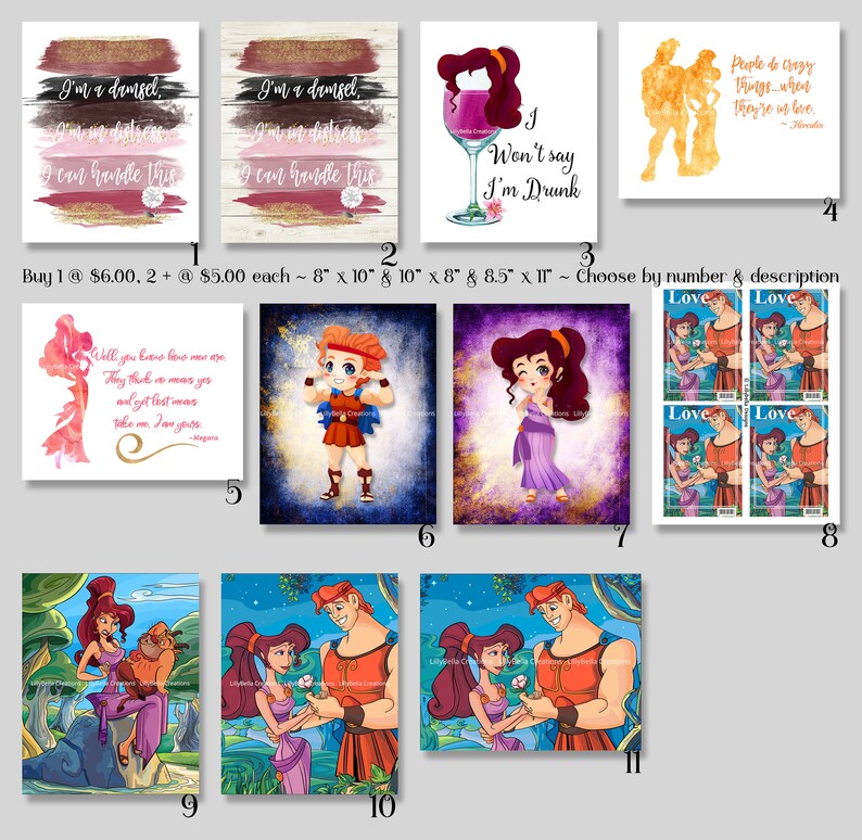 11 Hercules Watercolor, Mixed Media Digital Art Prints Megara, Princess ...