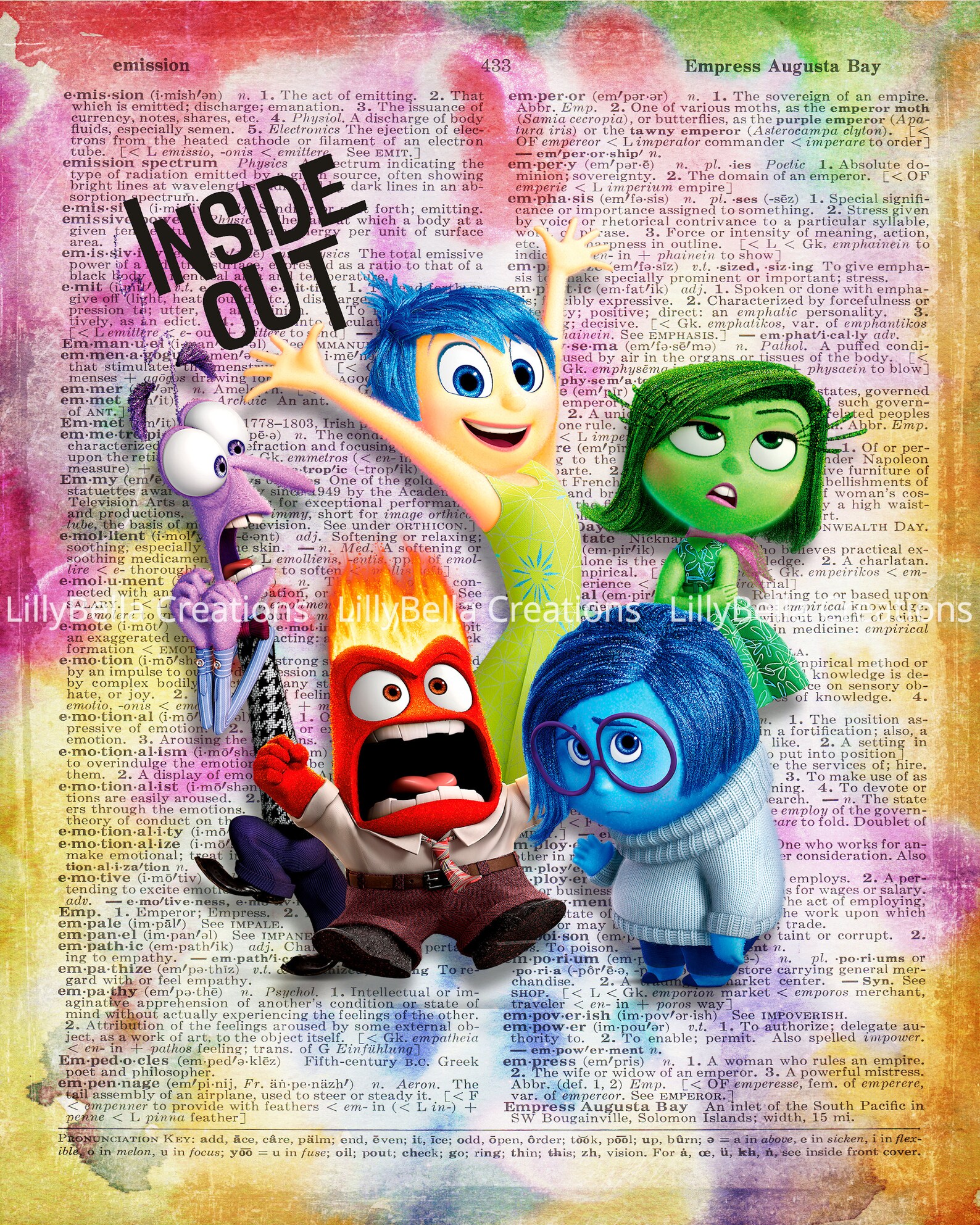 Inside Out Emotions Dictionary Prints 8 x 10 DIGITAL PRINTS Choose 1 or ...