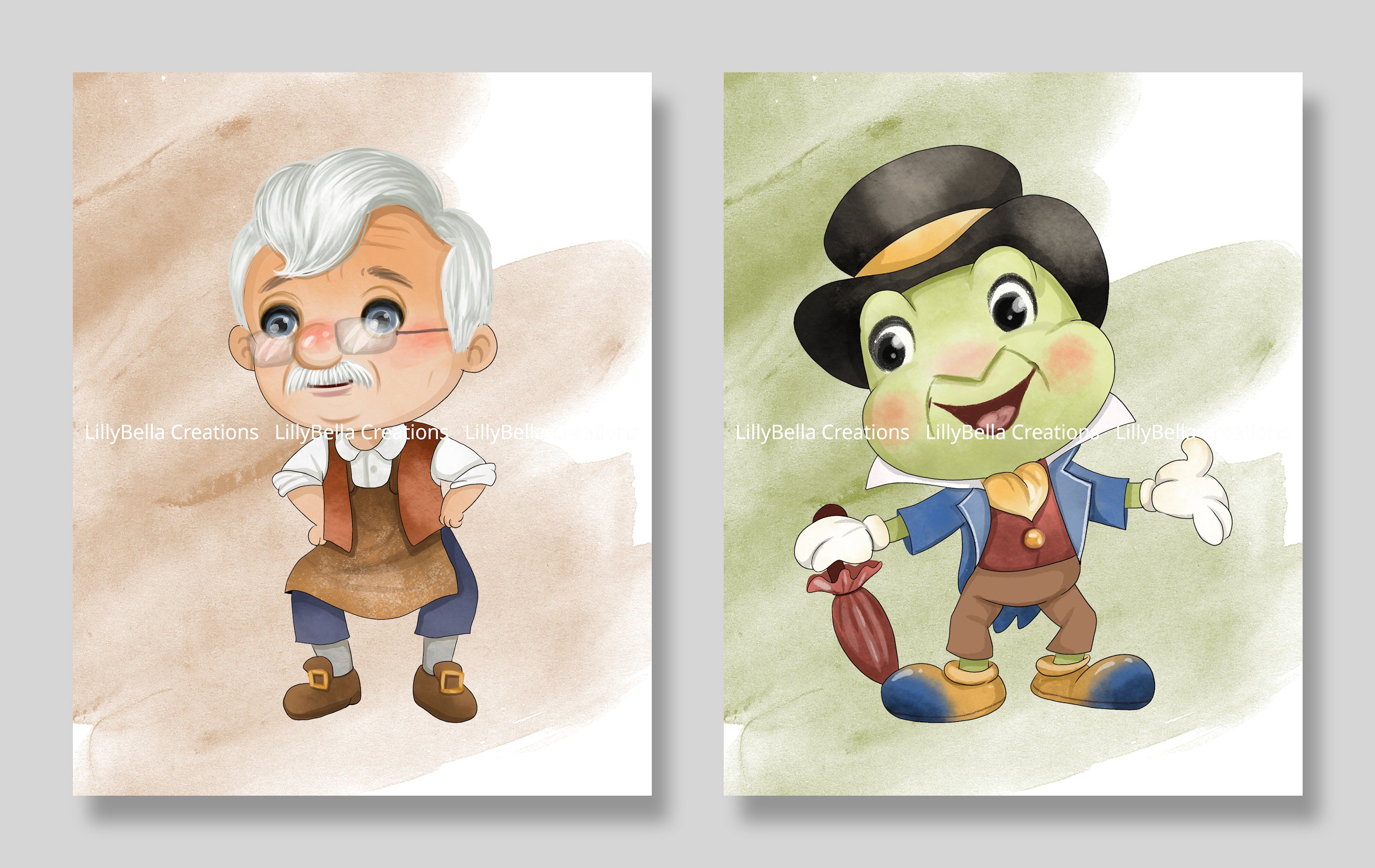 15 Pinocchio Mixed Digital Art Prints & Watercolor Brush Strokes Prints ...