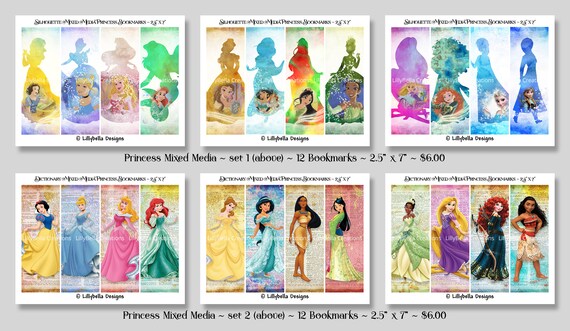 Disney Princesses 24 Digital Art Bookmarks 2.5 X - Etsy