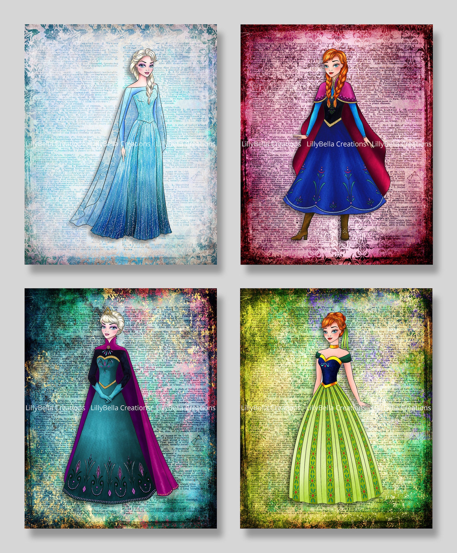 23 Frozen ~ Dictionary & Mixed Media Digital Art Prints ~ Elsa, Anna ...