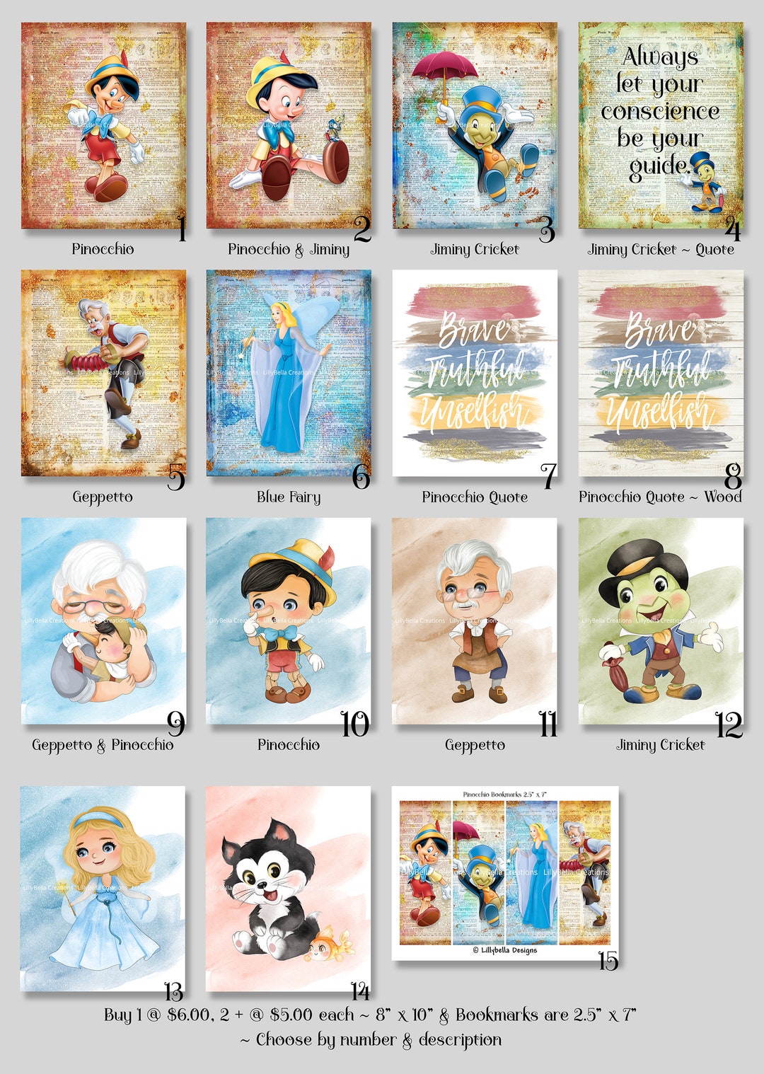 15 Pinocchio Mixed Digital Art Prints & Watercolor Brush Strokes Prints ...