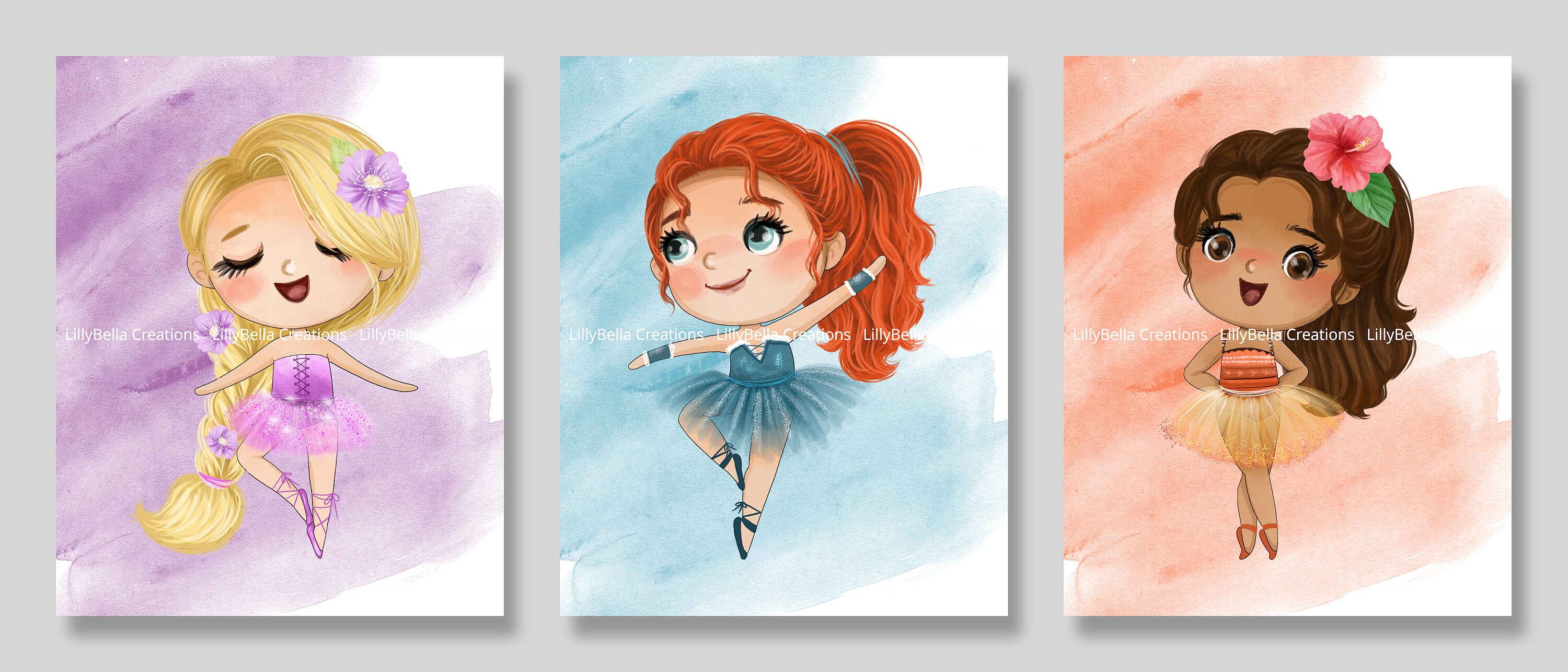 20 Princess Ballet Watercolor Art Digital Prints 8 X - Etsy