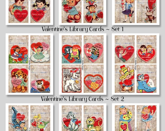 36 Watercolor Mixed Media Valentine Library Cards - 3.5" X 5" ~ 12 a ...