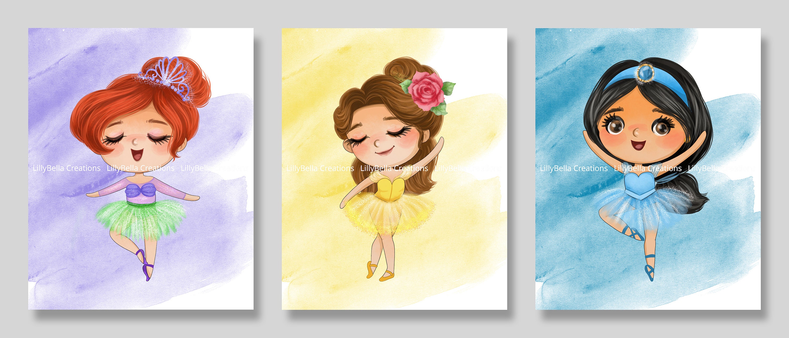 20 Princess Ballet Watercolor Art Digital Prints 8 X - Etsy
