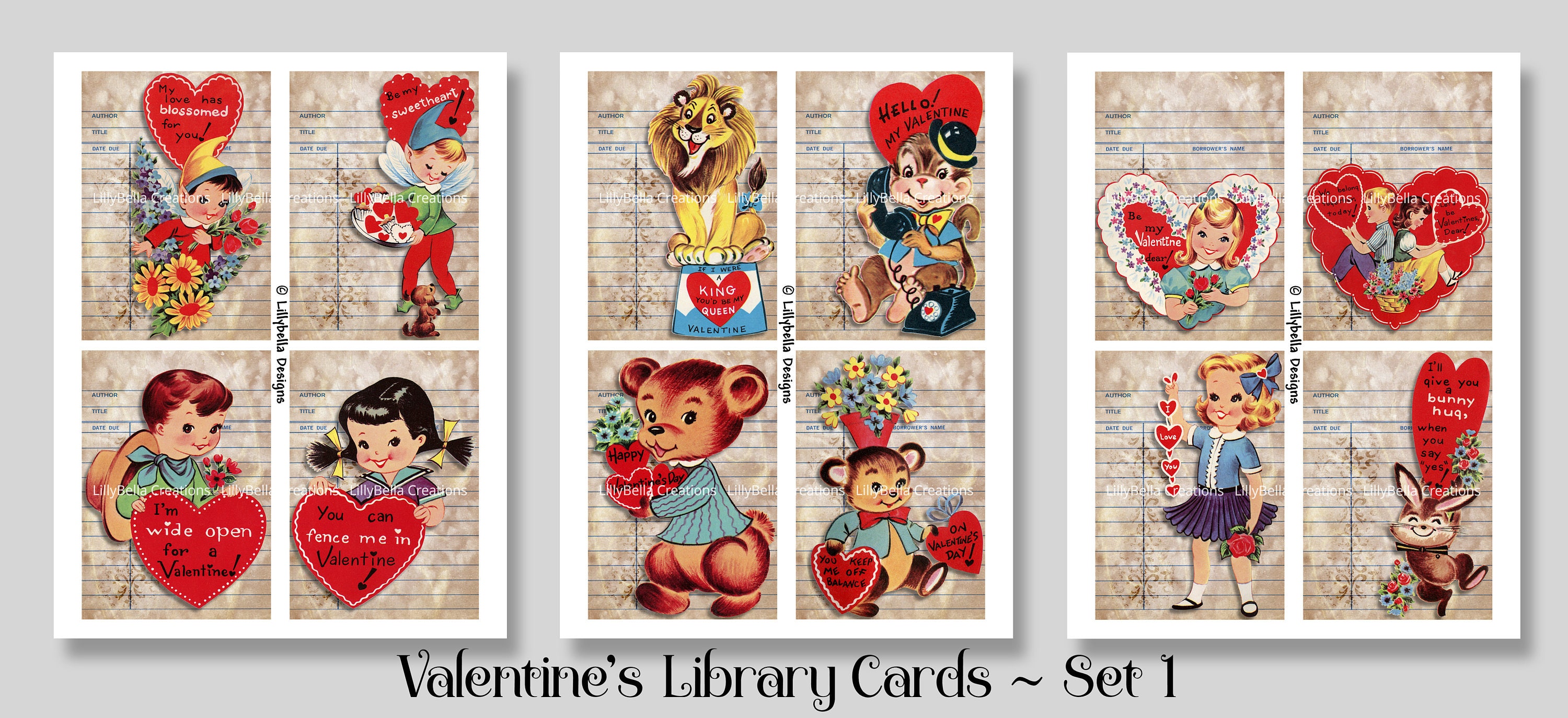 36 Watercolor Mixed Media Valentine Library Cards 3.5 X 5 12 a Set ...