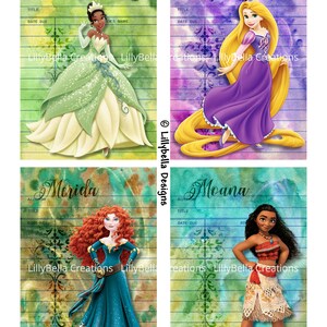12 Princess Watercolor LC Mixed Media Cards & Bookmarks ~ Snow White ...