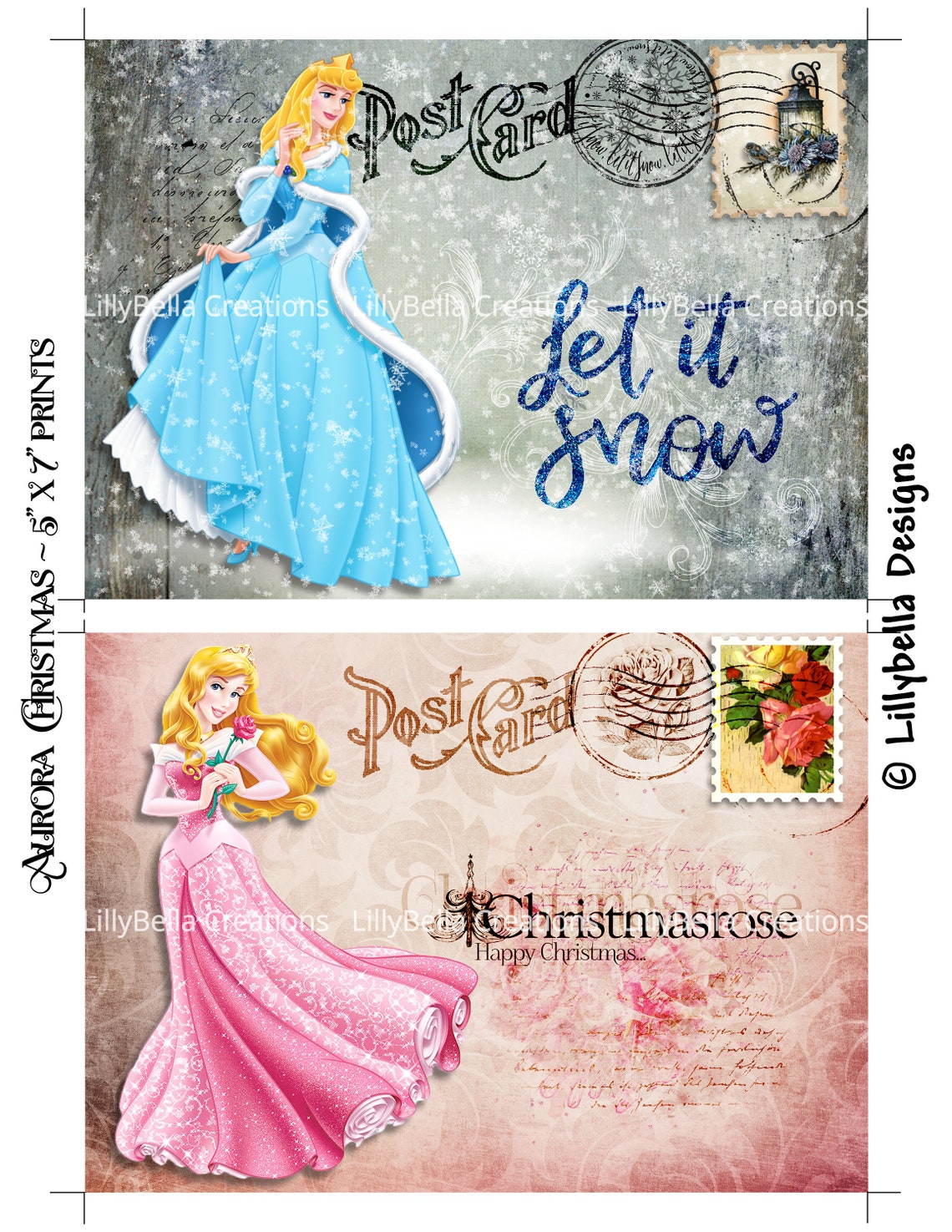 16 Princess Holiday Postcards 5 X 7 DIGITAL PRINTS Ariel | Etsy