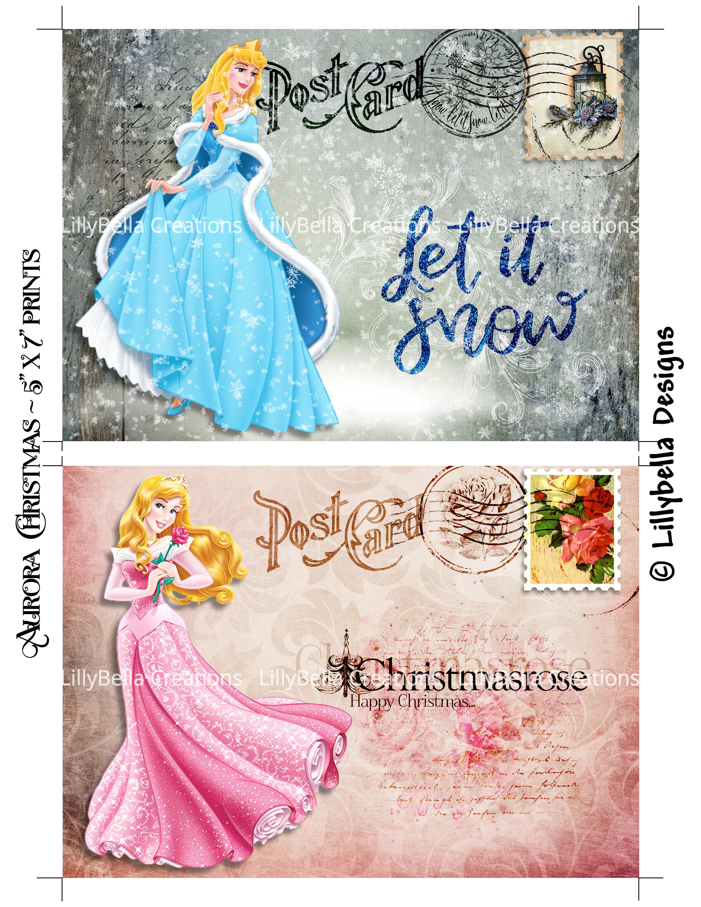 16 Princess Holiday Postcards 5 X 7 DIGITAL PRINTS Ariel | Etsy