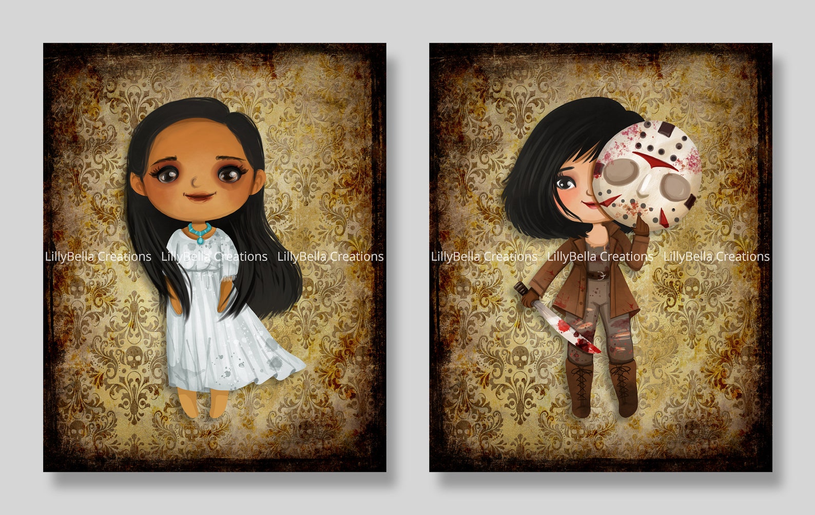 15 Princess Horror Movie Art Digital Prints Snow White, Aurora, Ariel ...