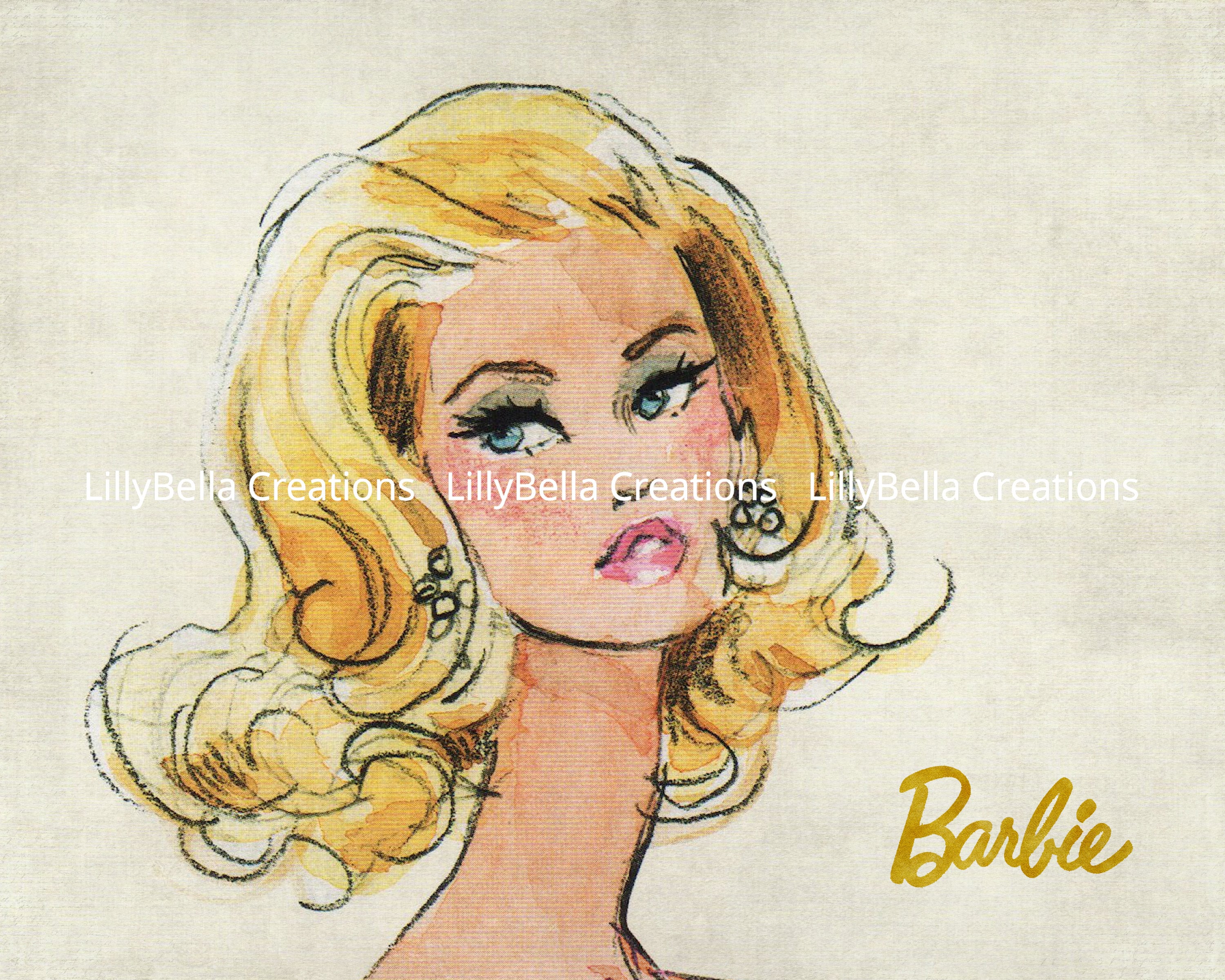8 Barbie Mixed Media Watercolor DIGITAL PRINTS Choice - Etsy Canada