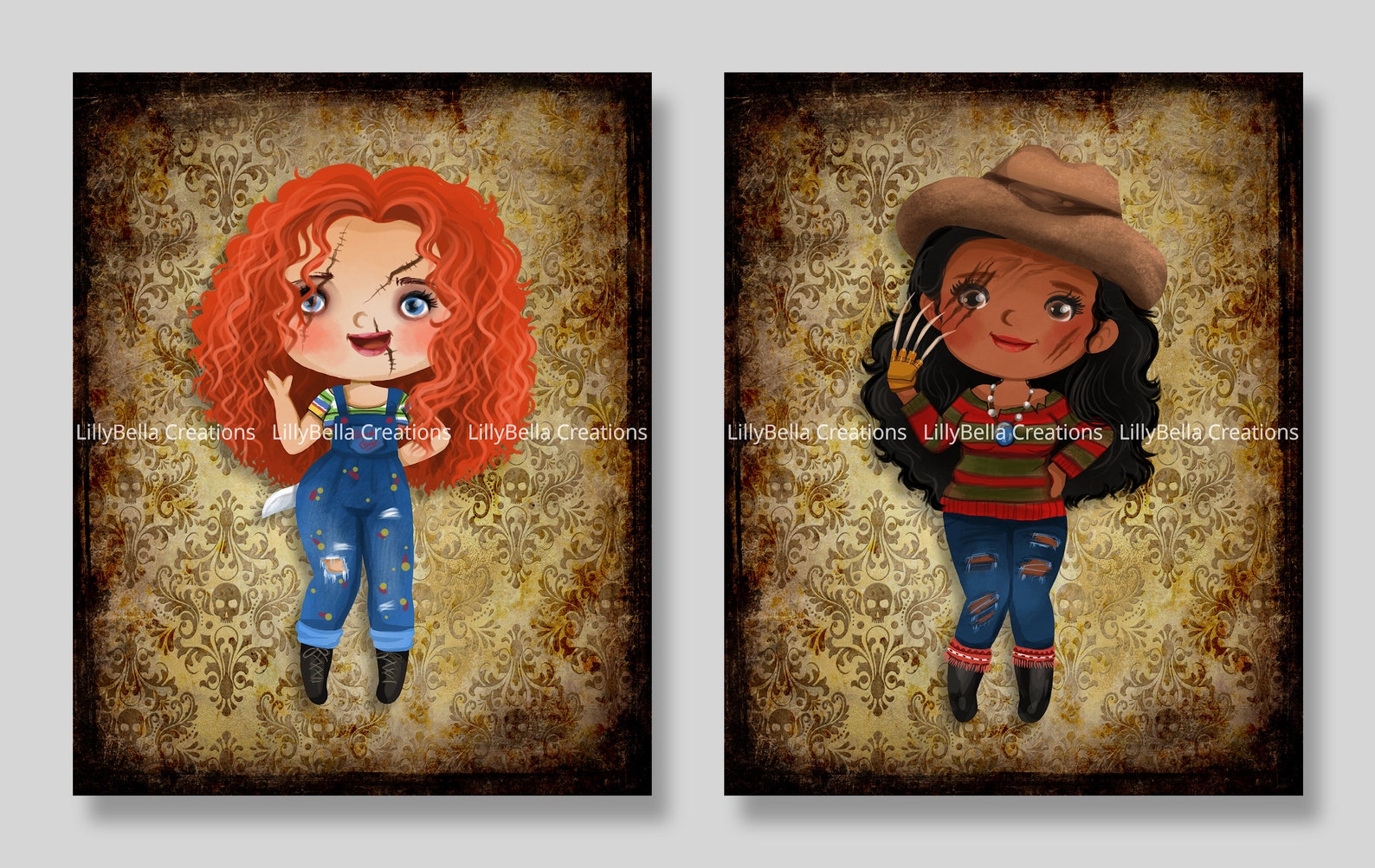 15 Princess Horror Movie Art Digital Prints Snow White, Aurora, Ariel ...