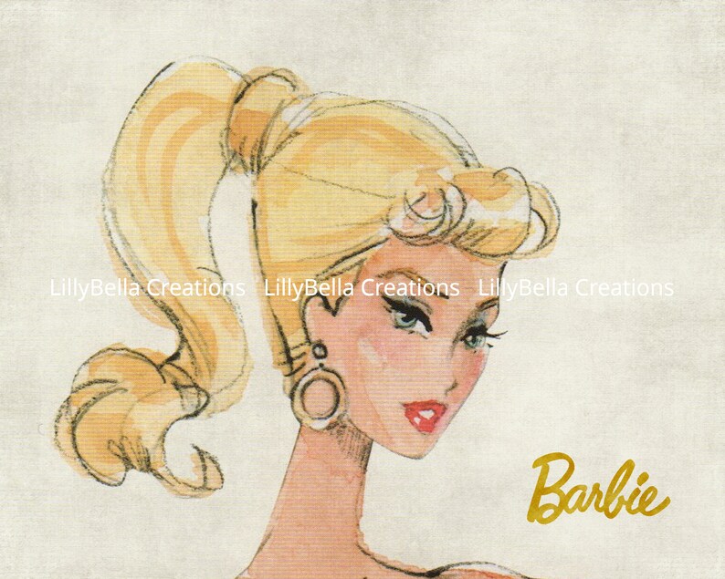 8 Barbie Mixed Media Watercolor DIGITAL PRINTS Choice - Etsy Canada