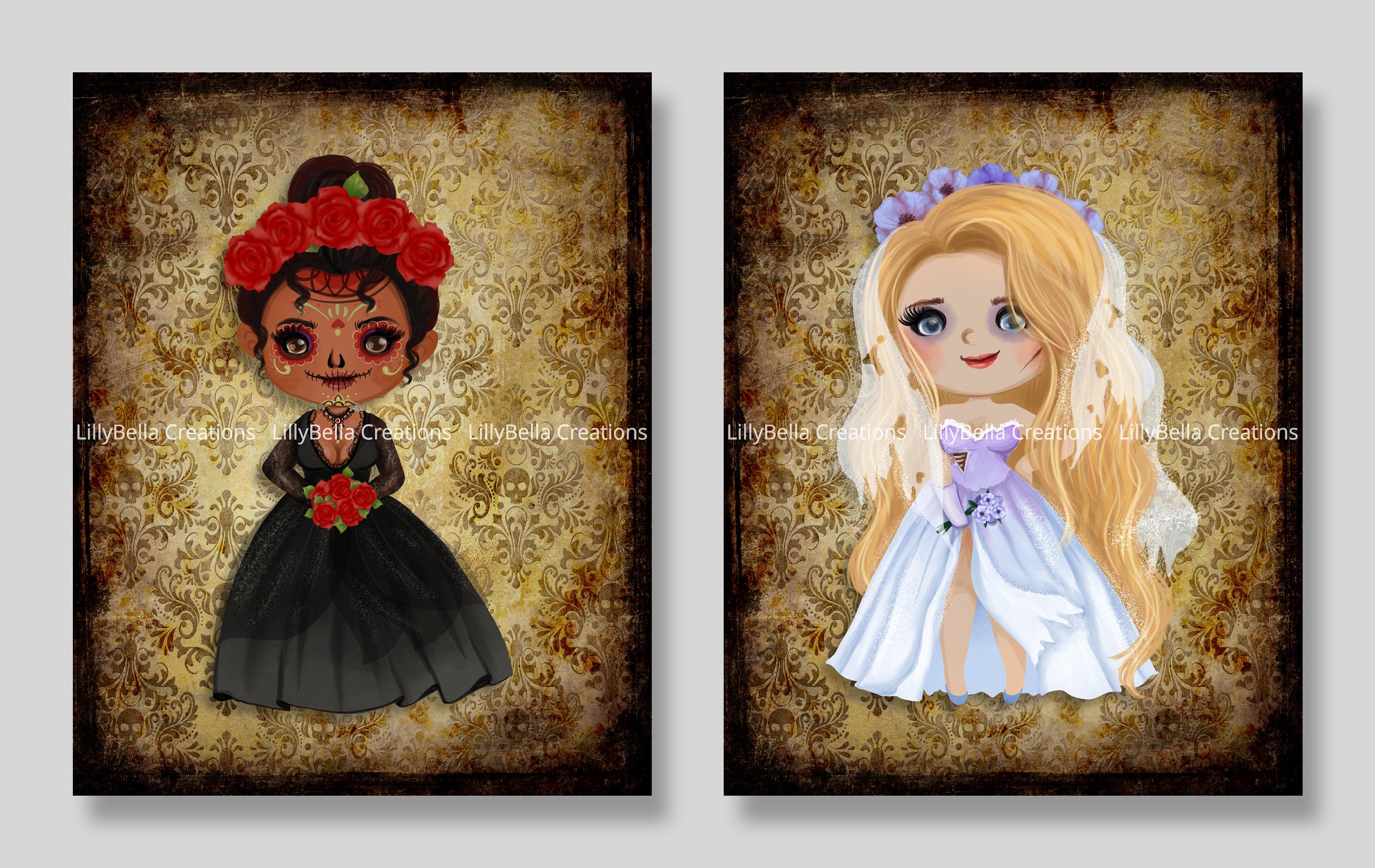 15 Princess Horror Movie Art Digital Prints Snow White, Aurora, Ariel ...