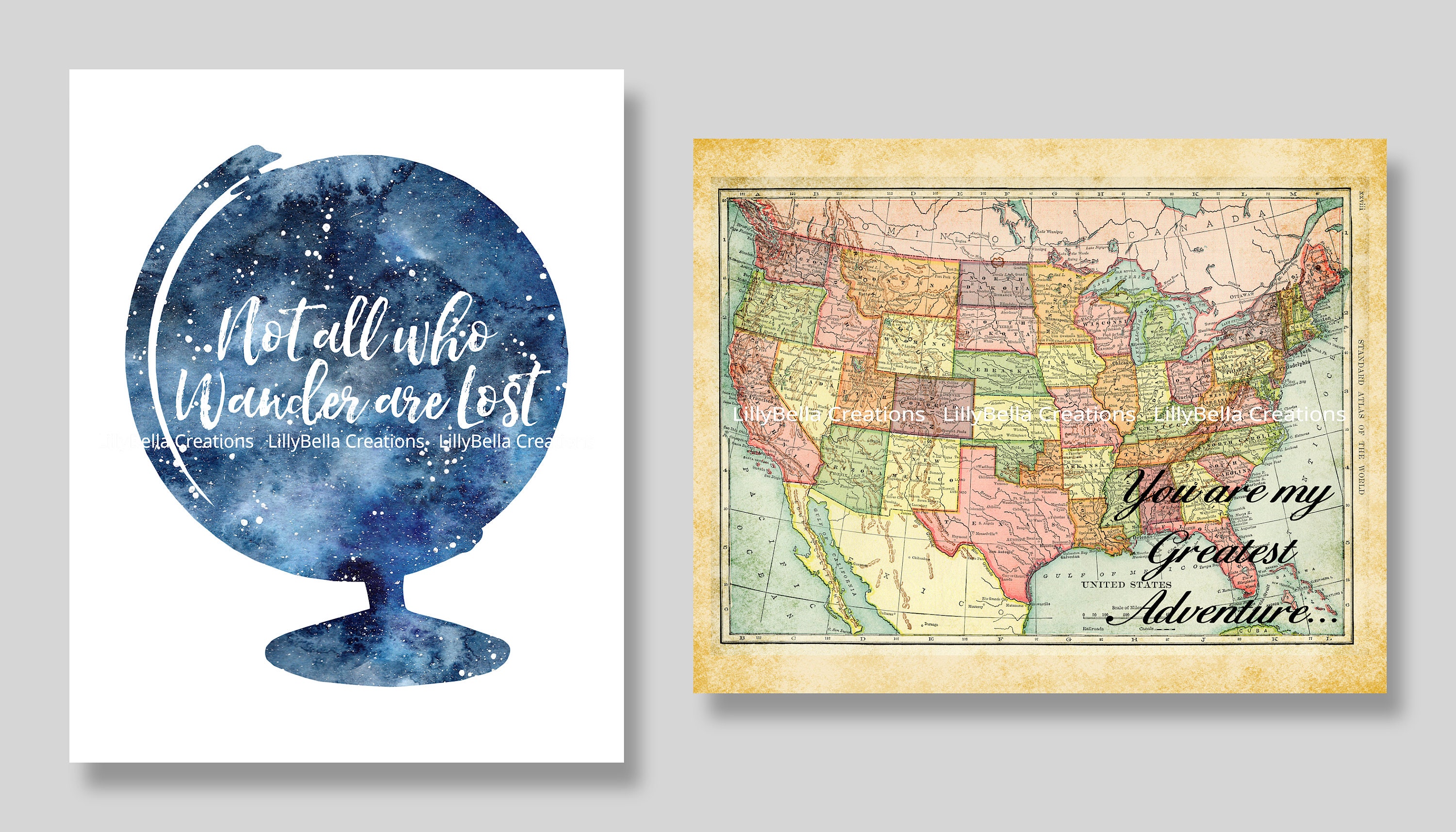 10 Travel & Map Mixed Media Watercolor Digital Art Prints - Etsy