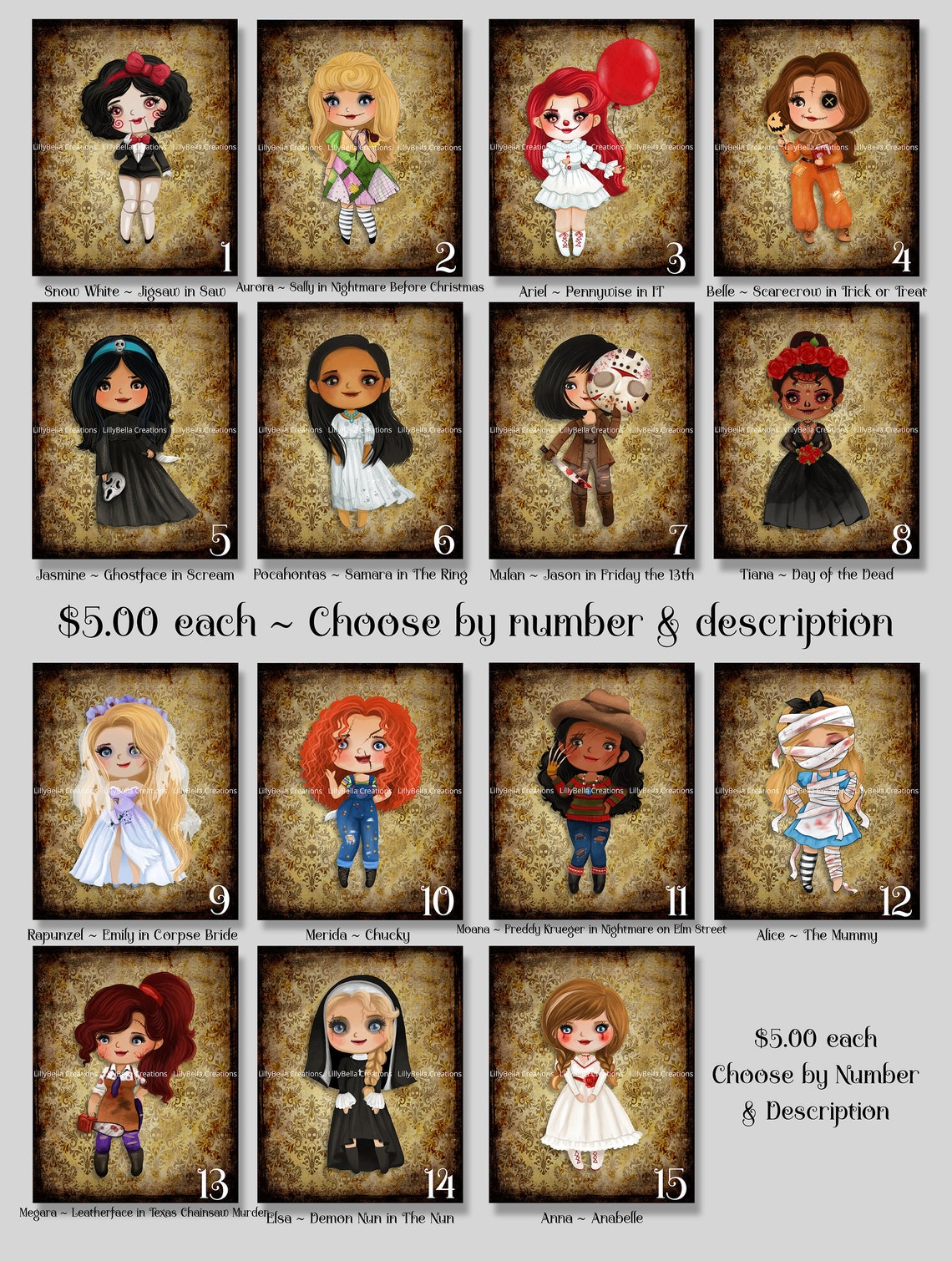 15 Princess Horror Movie Art Digital Prints Snow White - Etsy