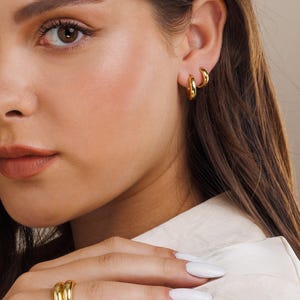 Gold Thick Hoops, Bold Hoop Earrings, Minimalist Hoops, Chunky Gold Hoops, Everyday Gold Hoops ...
