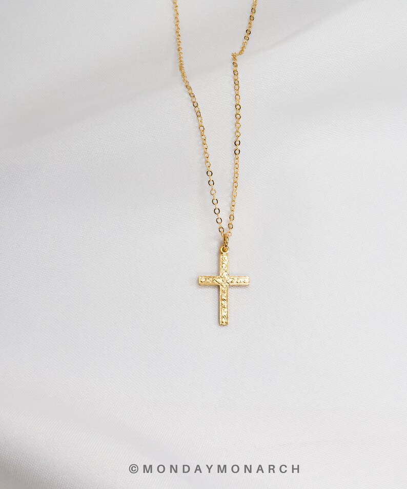 Textured Gold Cross Necklace Silver Cross Necklace Women Big - Etsy