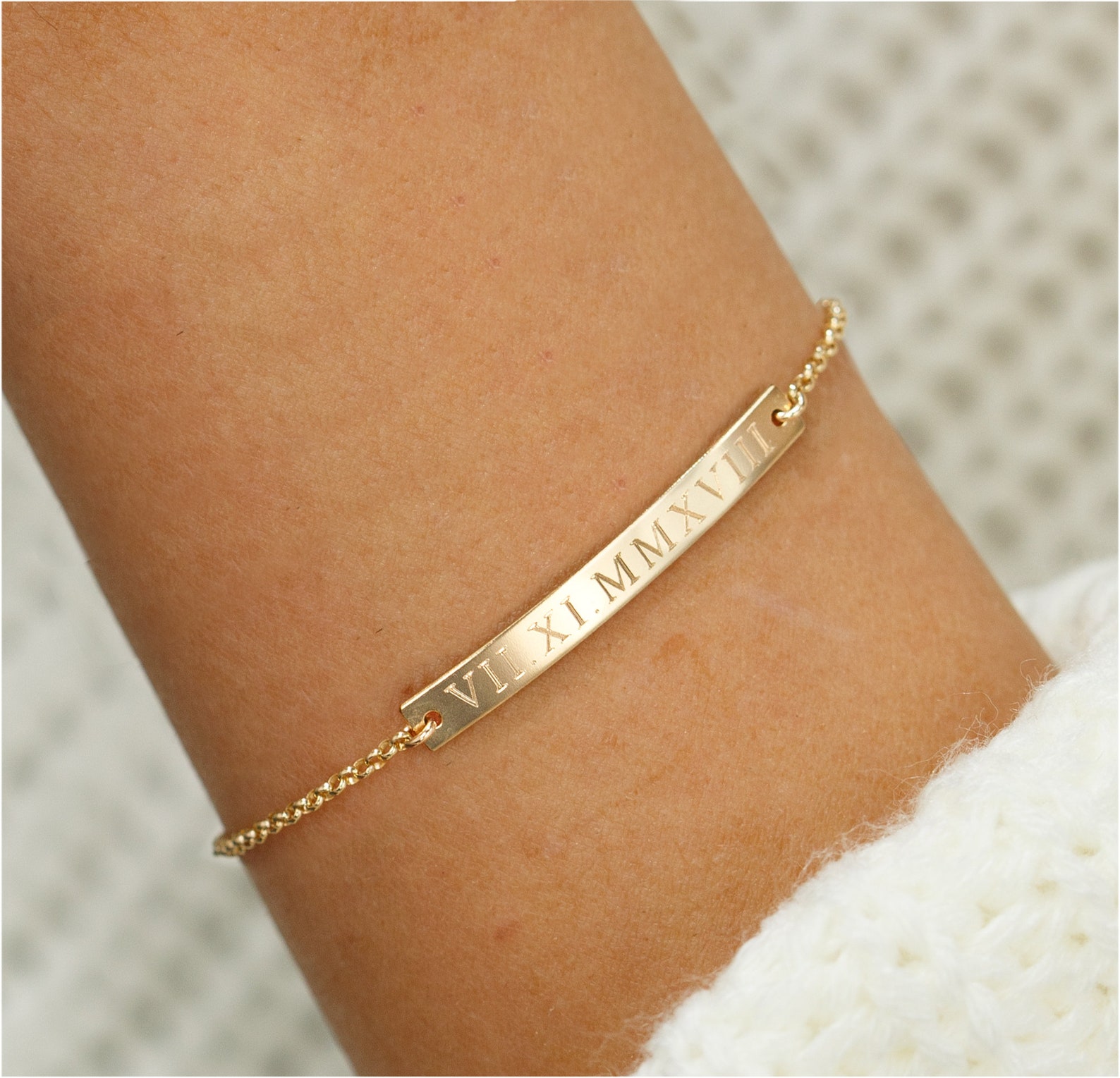 Personalized Bracelet for Women Gold Bar Bracelet Engraved | Etsy
