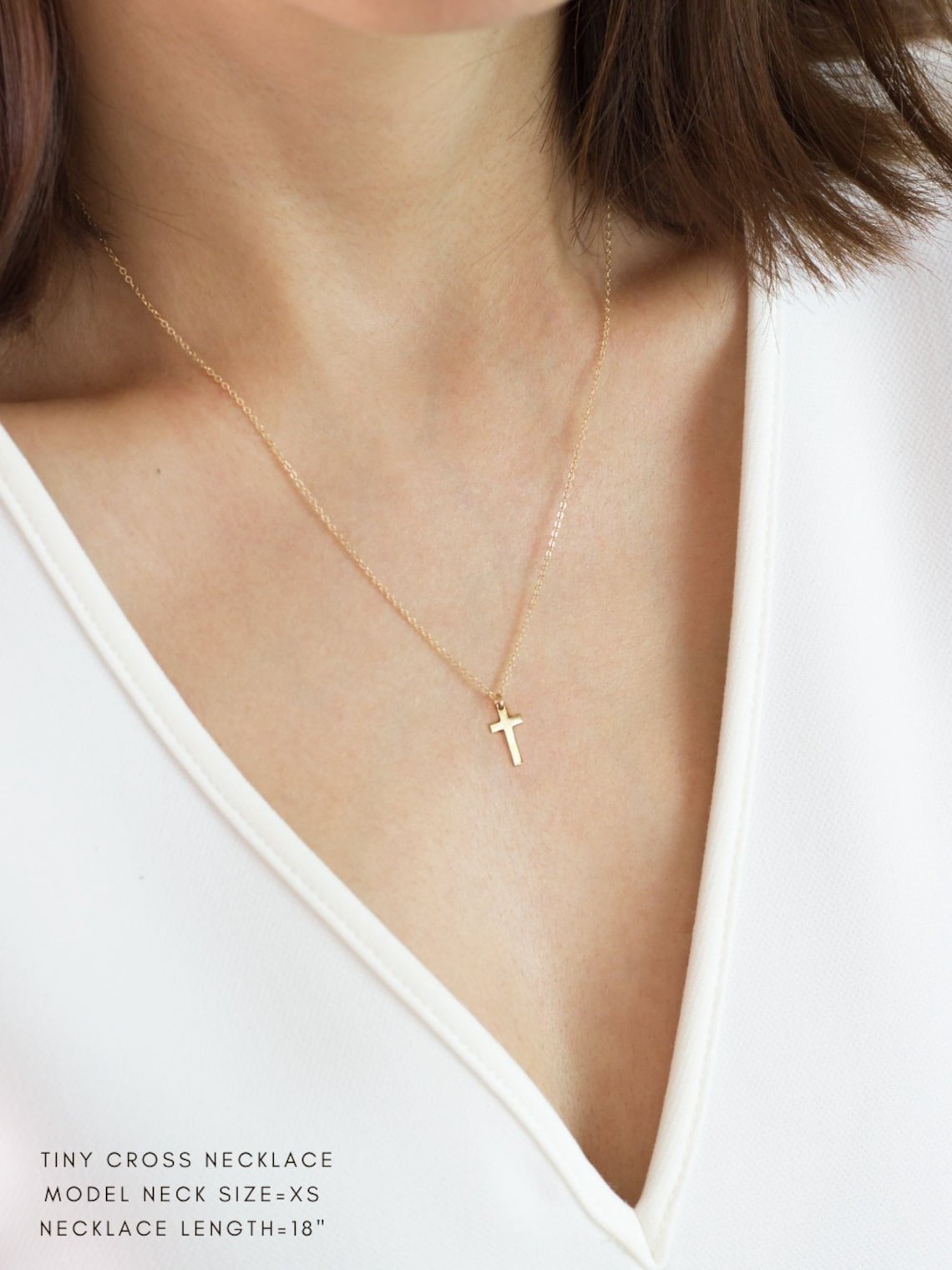 Tiny Cross Necklace Dainty Gold Cross Necklace Christian - Etsy