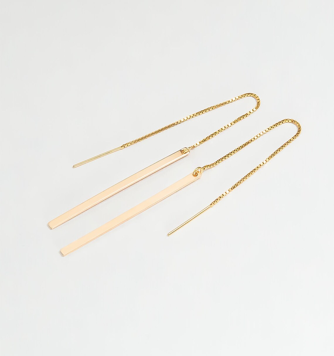 Gold Bar Earrings Silver Threader Earrings Dangle Bar Earrings | Etsy