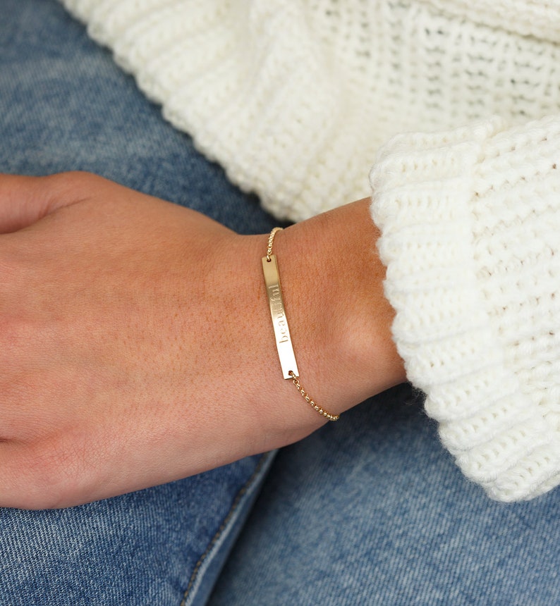 Gold Bar Bracelet Silver Bar Bracelet Personalized Bracelet | Etsy